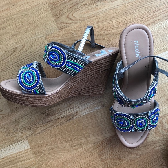 Nicole | Shoes | Beaded Wedges | Poshmark